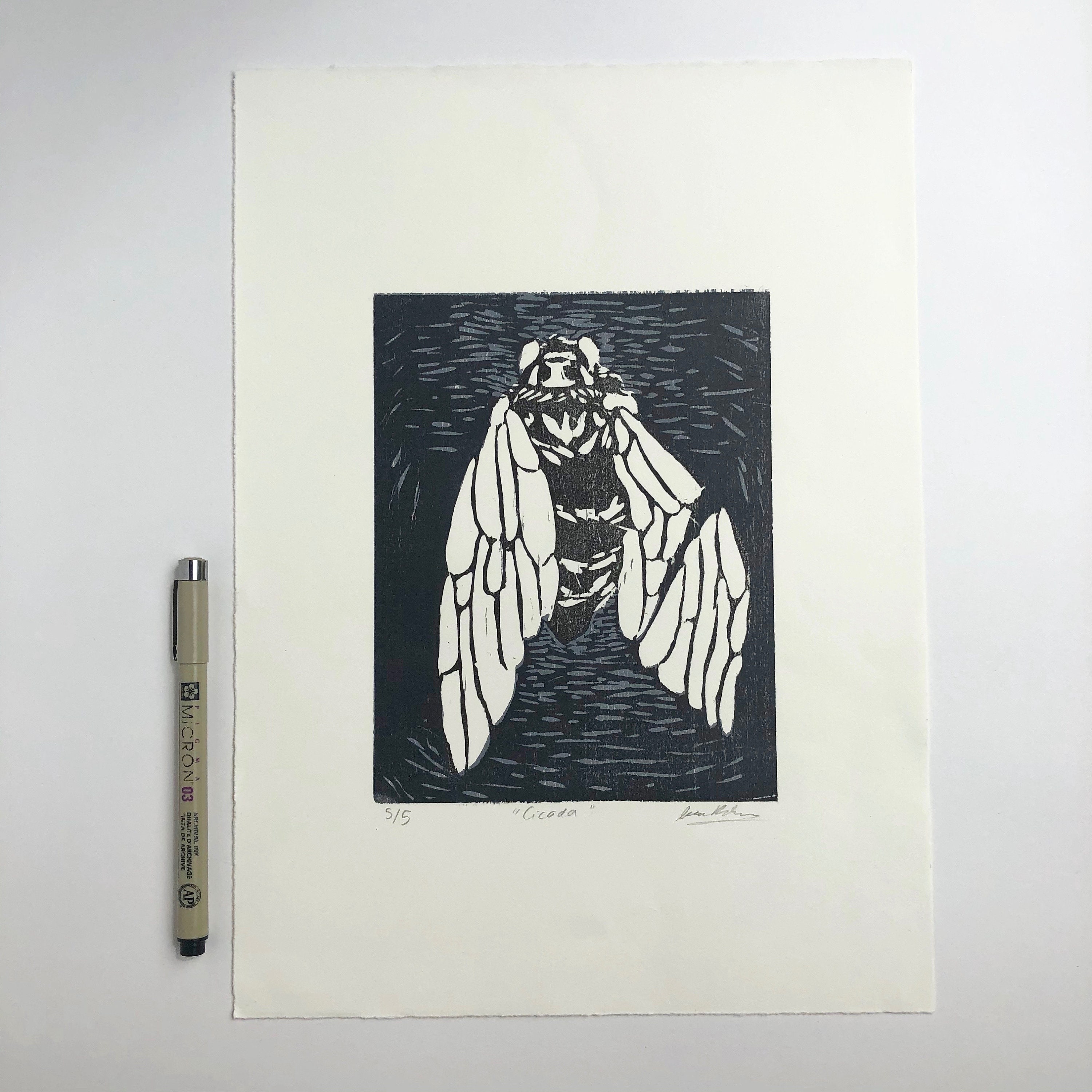 Cicada Multi-block Woodblock Print - Etsy