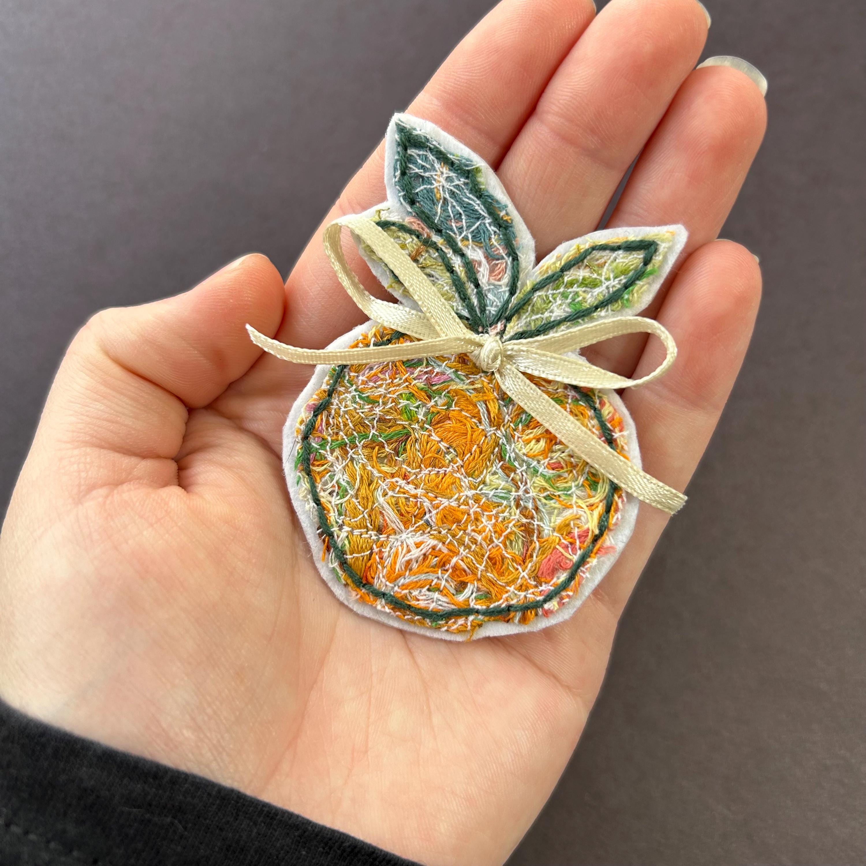 Hand Embroidered Orange “recycled Thread” Patch - Etsy