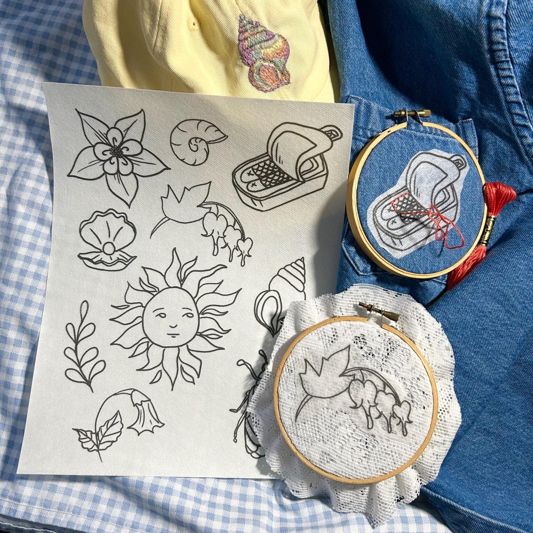 DIGITAL FILE ONLY: Coastal Grandma Stick & Stitch Embroidery Stencil ...