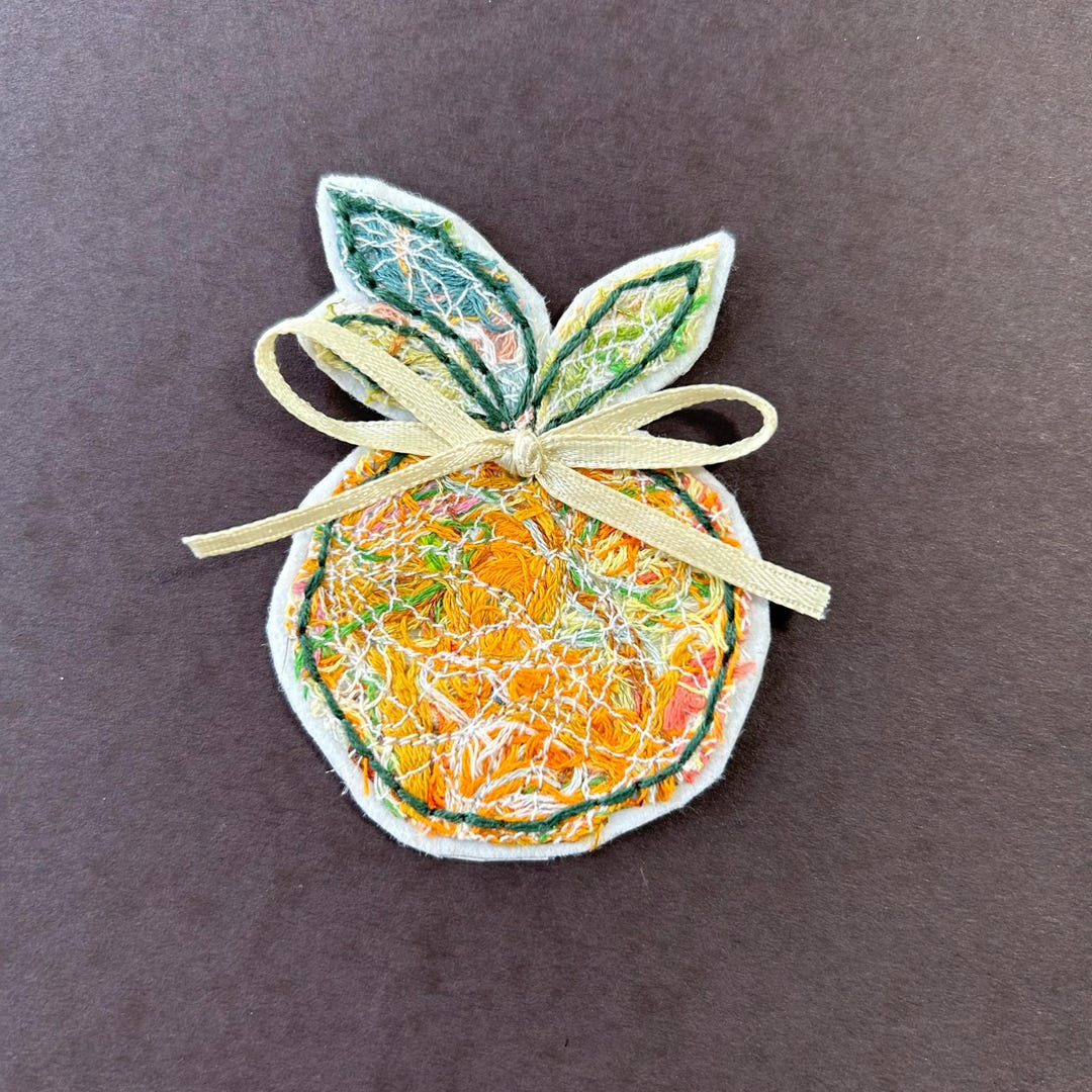 Hand Embroidered Orange “recycled Thread” Patch - Etsy
