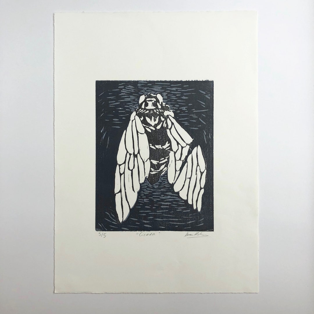 Cicada Multi-block Woodblock Print - Etsy