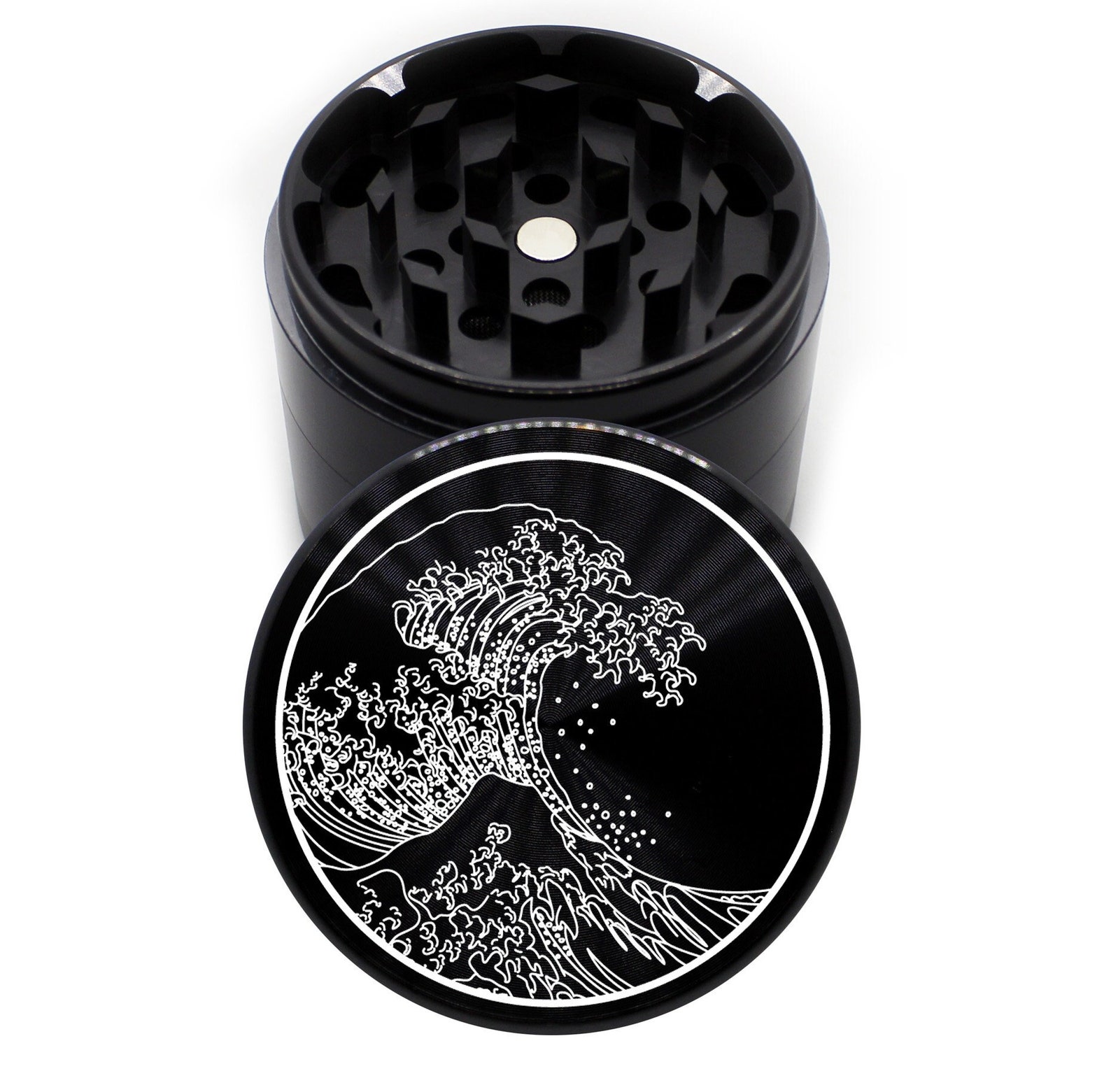 Large 2.5inch Custom Engraved Herb Grinder Great Wave off Kanagawa 4 ...