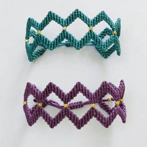 Macrame Chevron Cuff Bracelet,macrame Zig Zag Bracelet,macrame Cuff ...