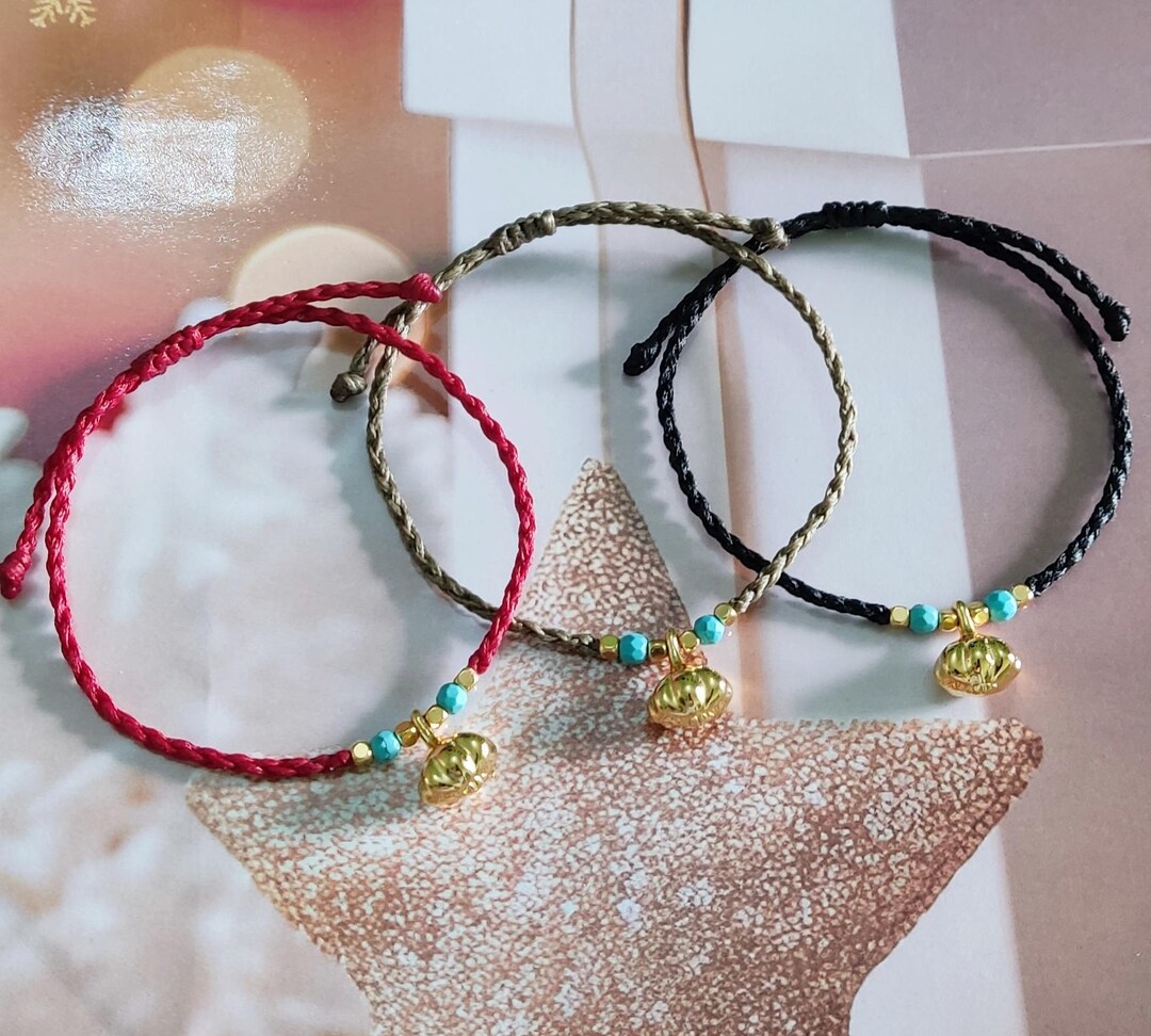 Macrame Garlic Charm Bracelet, Gold Plated Charm Bracelet, Lucky Charm ...