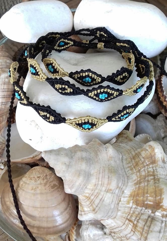 Macrame jewelry setmacrame Evil eye Jewelry setEvil eye | Etsy