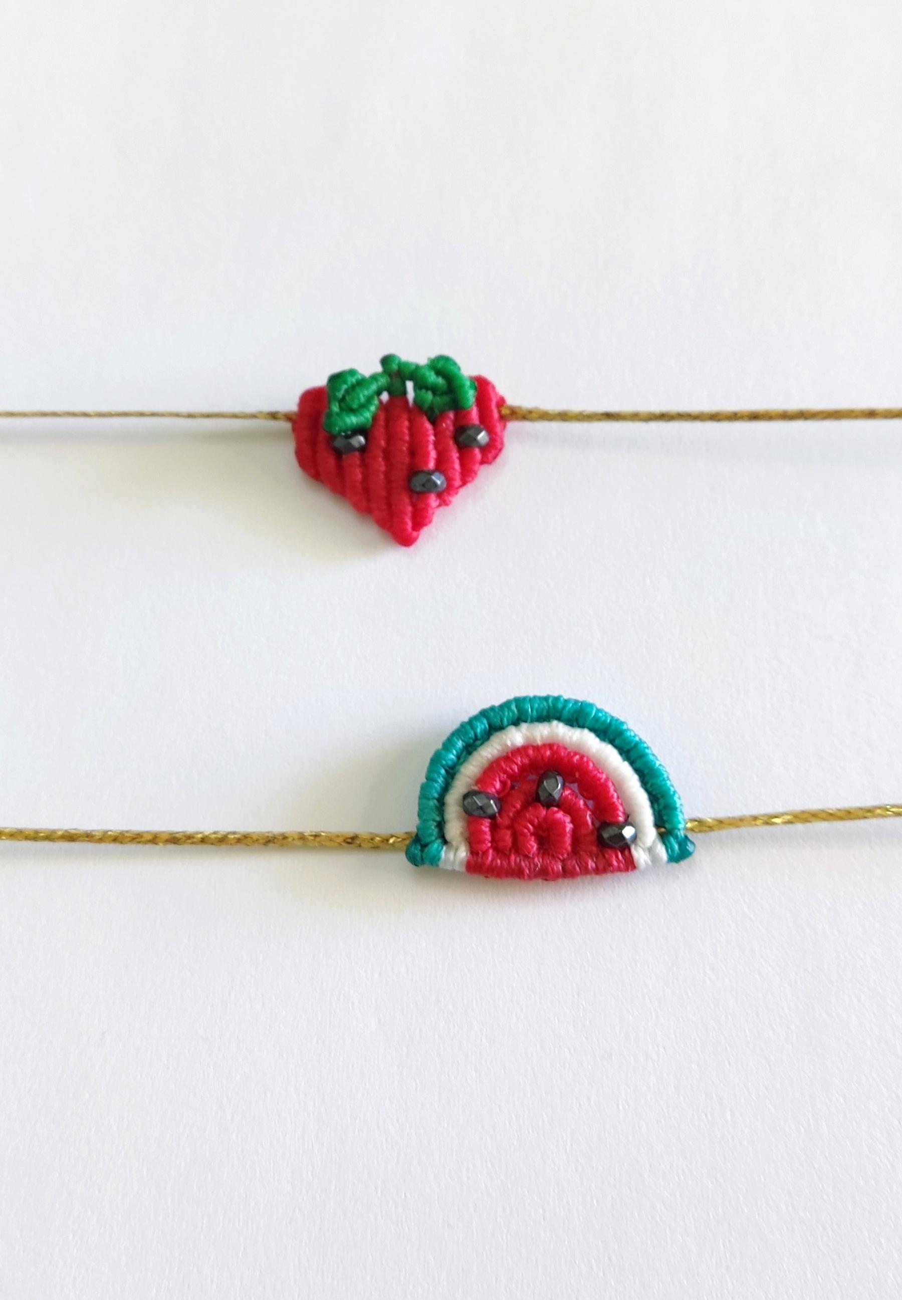 Macrame Juicy Collection,macrame Fruit Bracelet, Cherries Bracelet ...