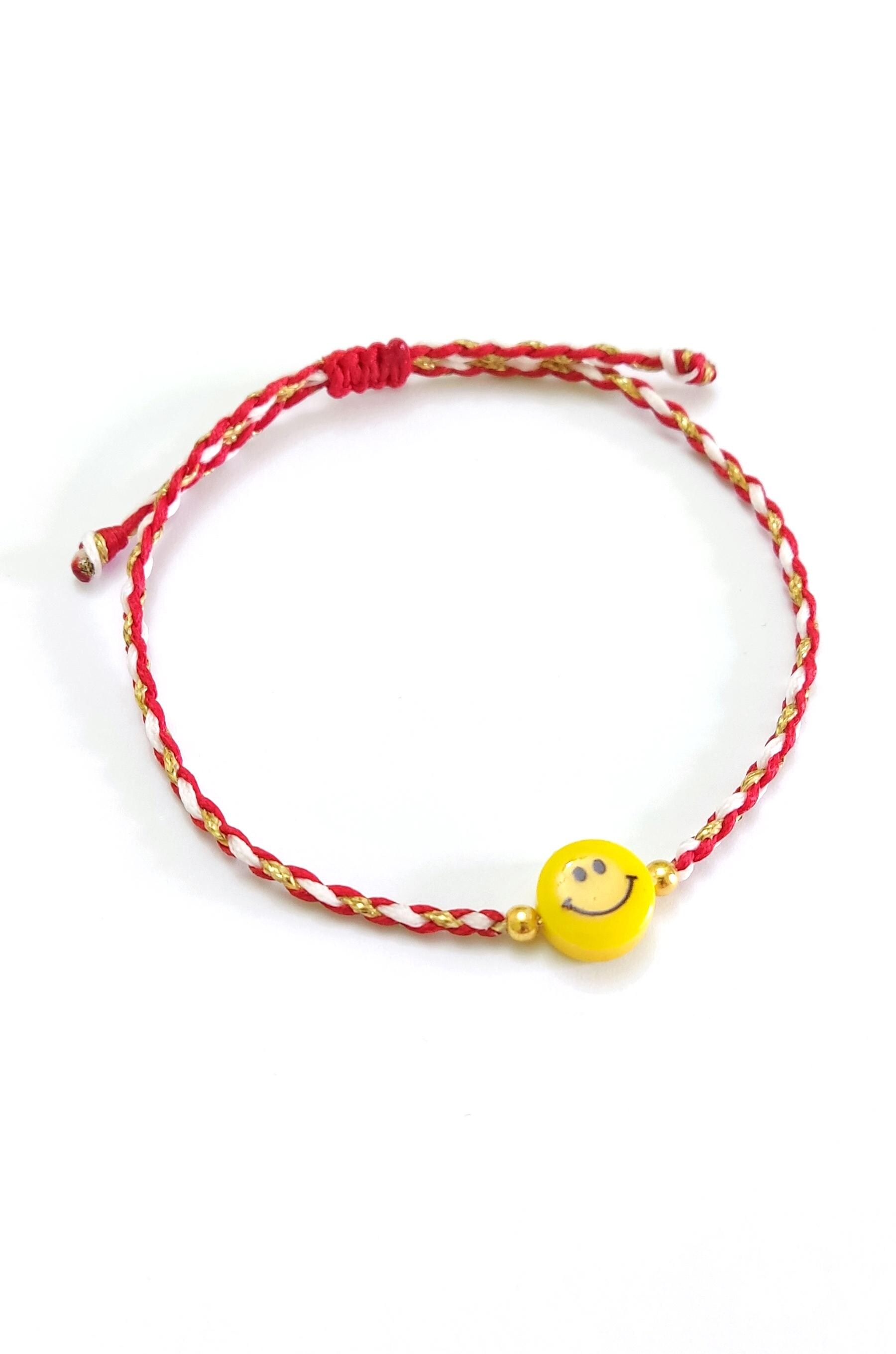 Smiley Face Macrame March Bracelet,martis,greek Martis Bracelet,spring ...