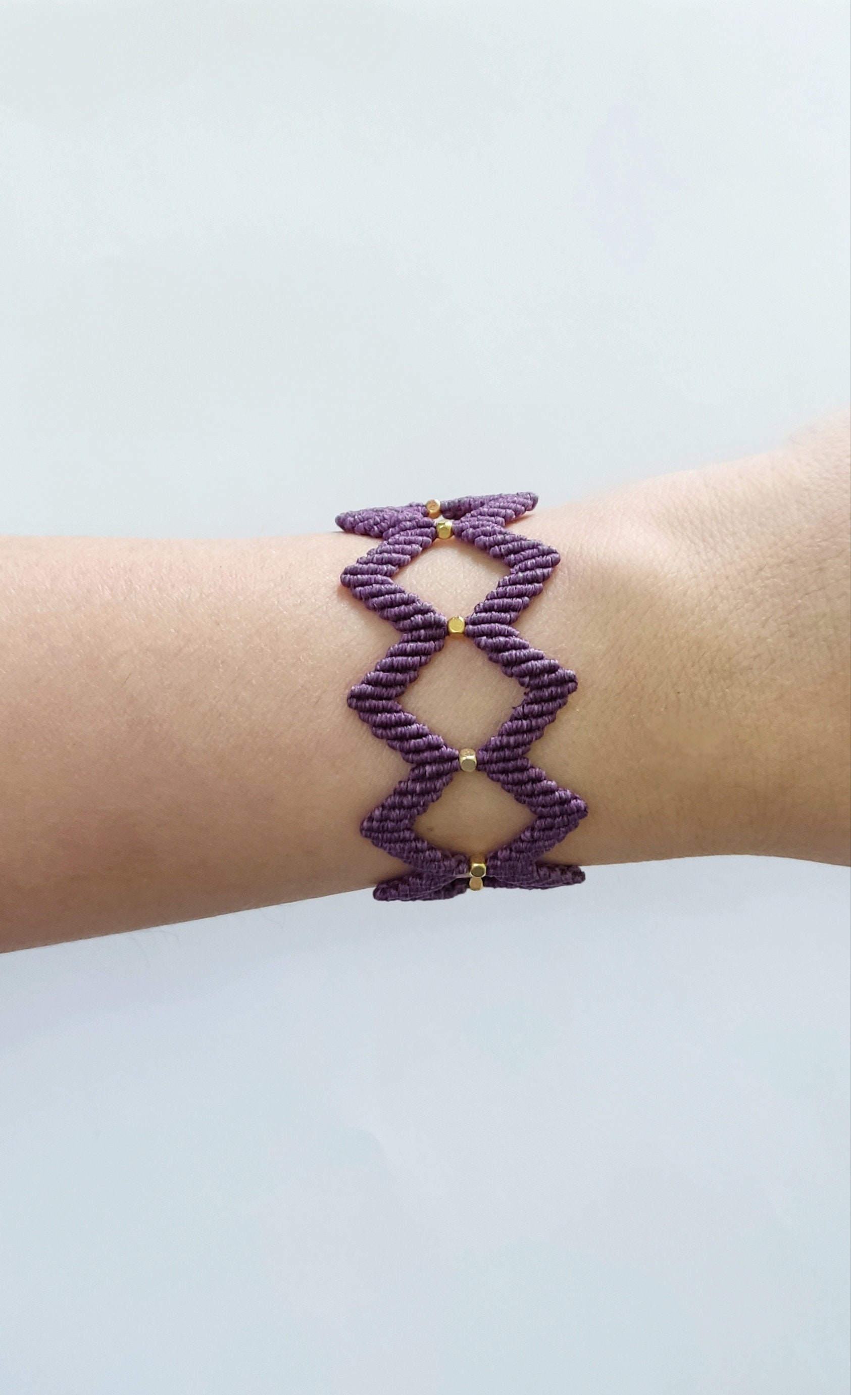 Macrame Chevron Cuff Bracelet,macrame Zig Zag Bracelet,macrame Cuff ...