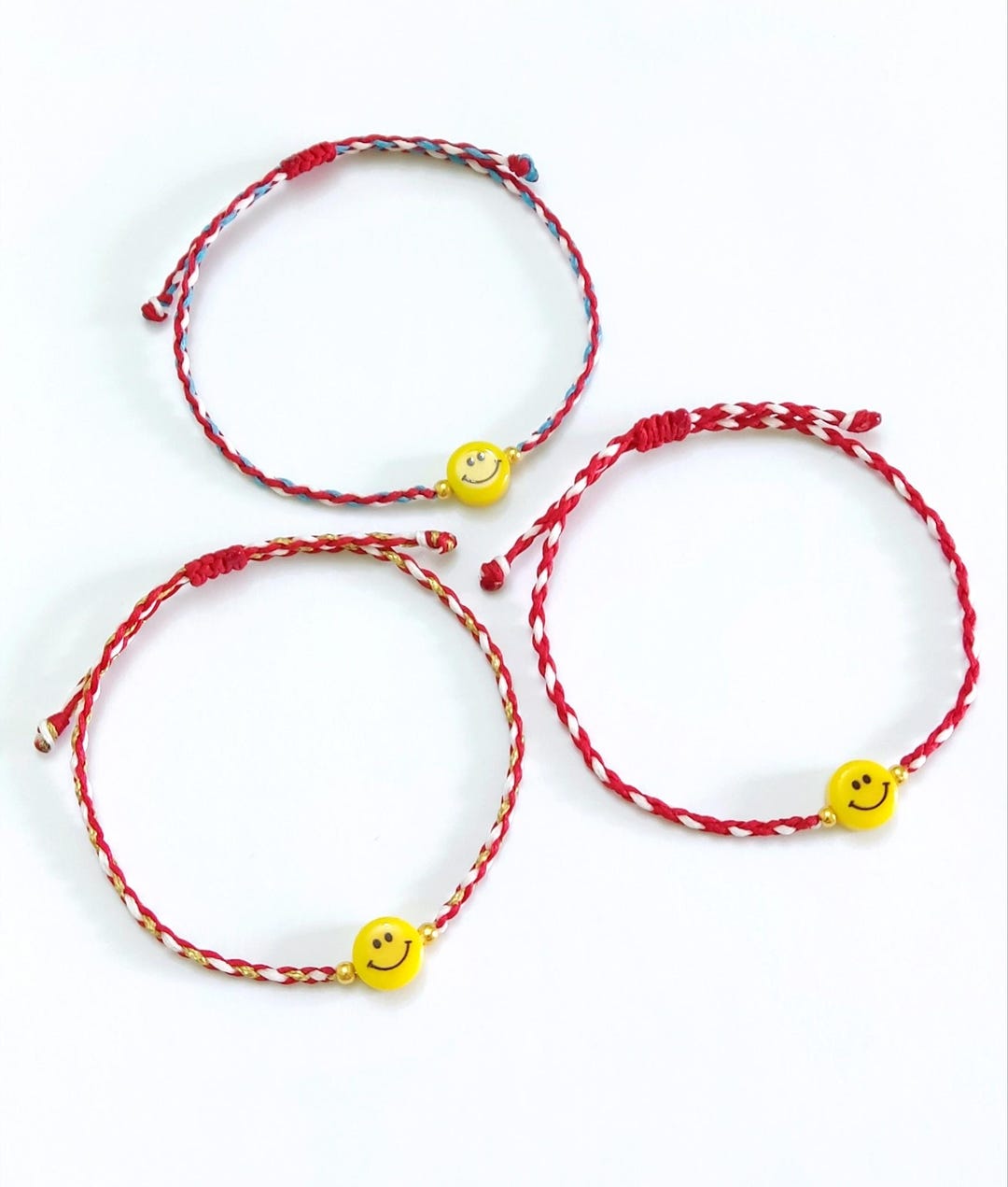 Smiley Face Macrame March Bracelet,martis,greek Martis Bracelet,spring ...