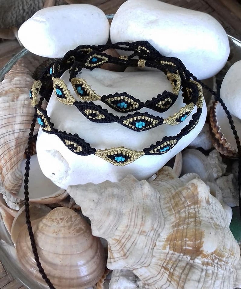 Macrame jewelry setmacrame Evil eye Jewelry setEvil eye | Etsy