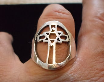Star of David and Cross Ring - Etsy