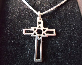 Sterling Silver Star of David With Cross Faith Necklace - Etsy