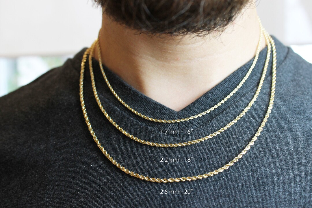 1.7mm Solid Gold Rope Chain, 14K Gold Layering Chain, Mens Chain ...