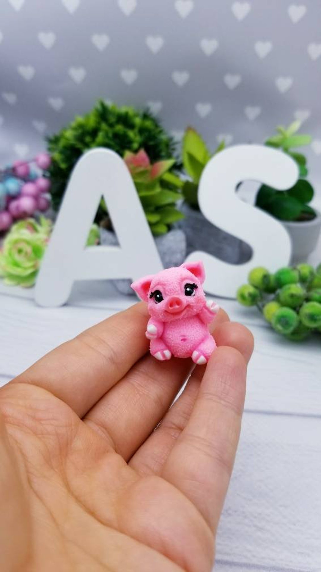 Personalized Handmade, Cute Piggy Miniature, Pink Pig Sculpture ...