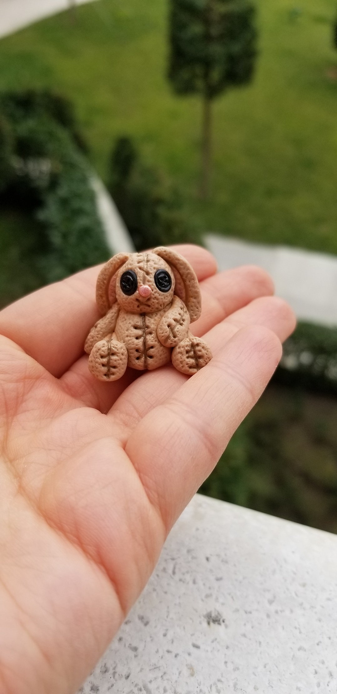 Creepy Plush Bunny Figurine/ Creepy Plush Bunny Sculpture/ Miniature of ...