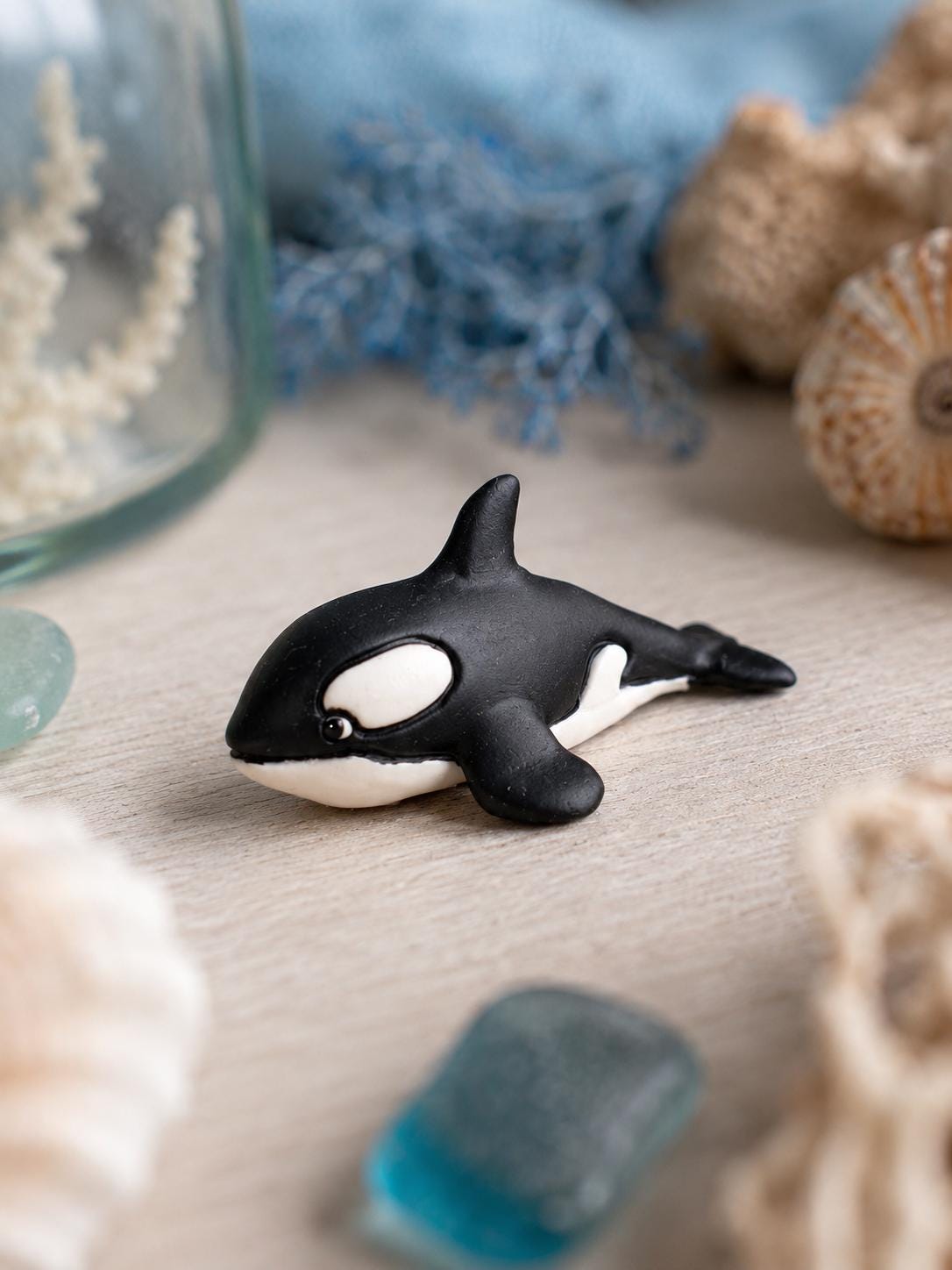 Tiny Orca Figurine – Handmade Polymer Clay Desk Buddy, Cute Killer ...