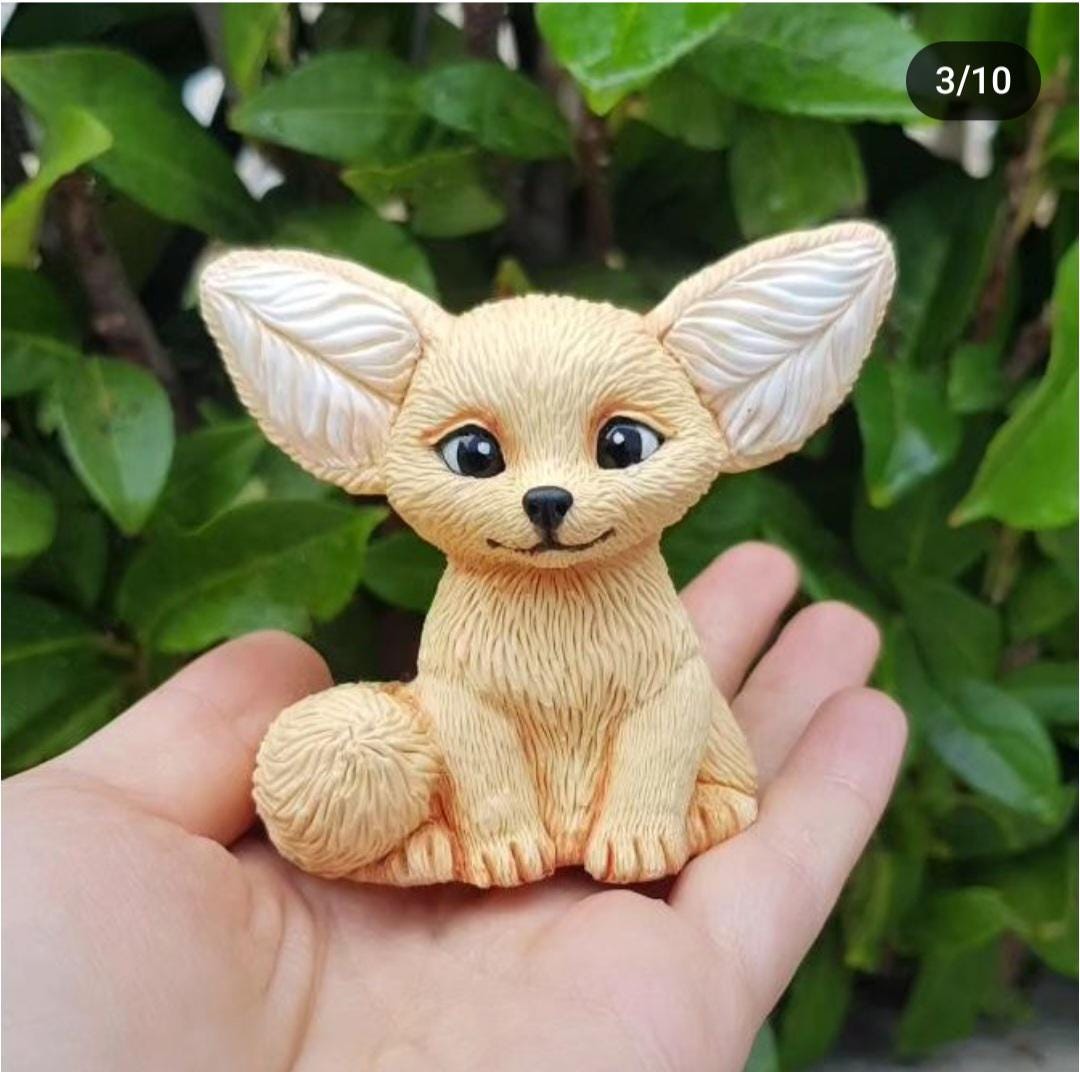 Cute Fennec Fox Statuette, African Fox Figure, Cute Little Gift, Animal ...