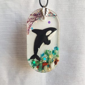 Unusual Cute Epoxy Resin Pendant With Killer Whale Orca Made of Polymer ...