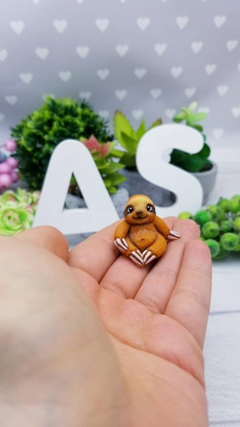 Cute Sloth Miniature, Miniature of Animal, Sloth Figurine, Baby Sloth ...
