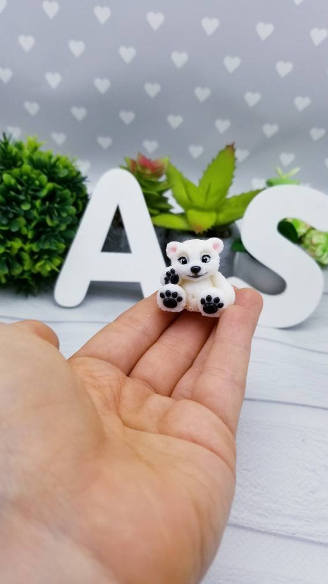 Miniature of Polar Bear Cub From Polimer Clay,mini Polar Bear, Birthday ...