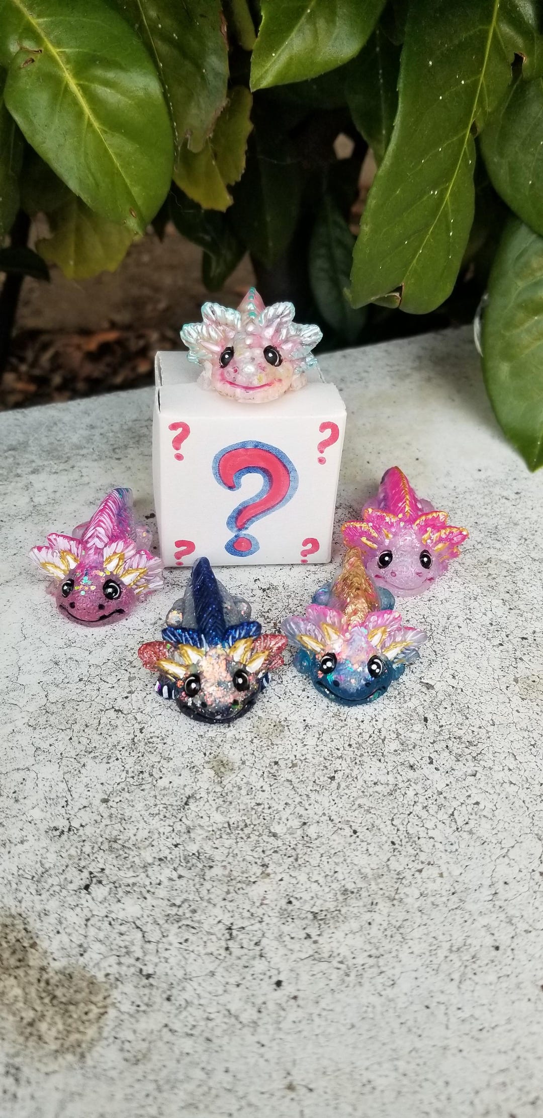 Mystery Box With Epoxy Miniature of Axolotl,salamander,iguana, Mini ...