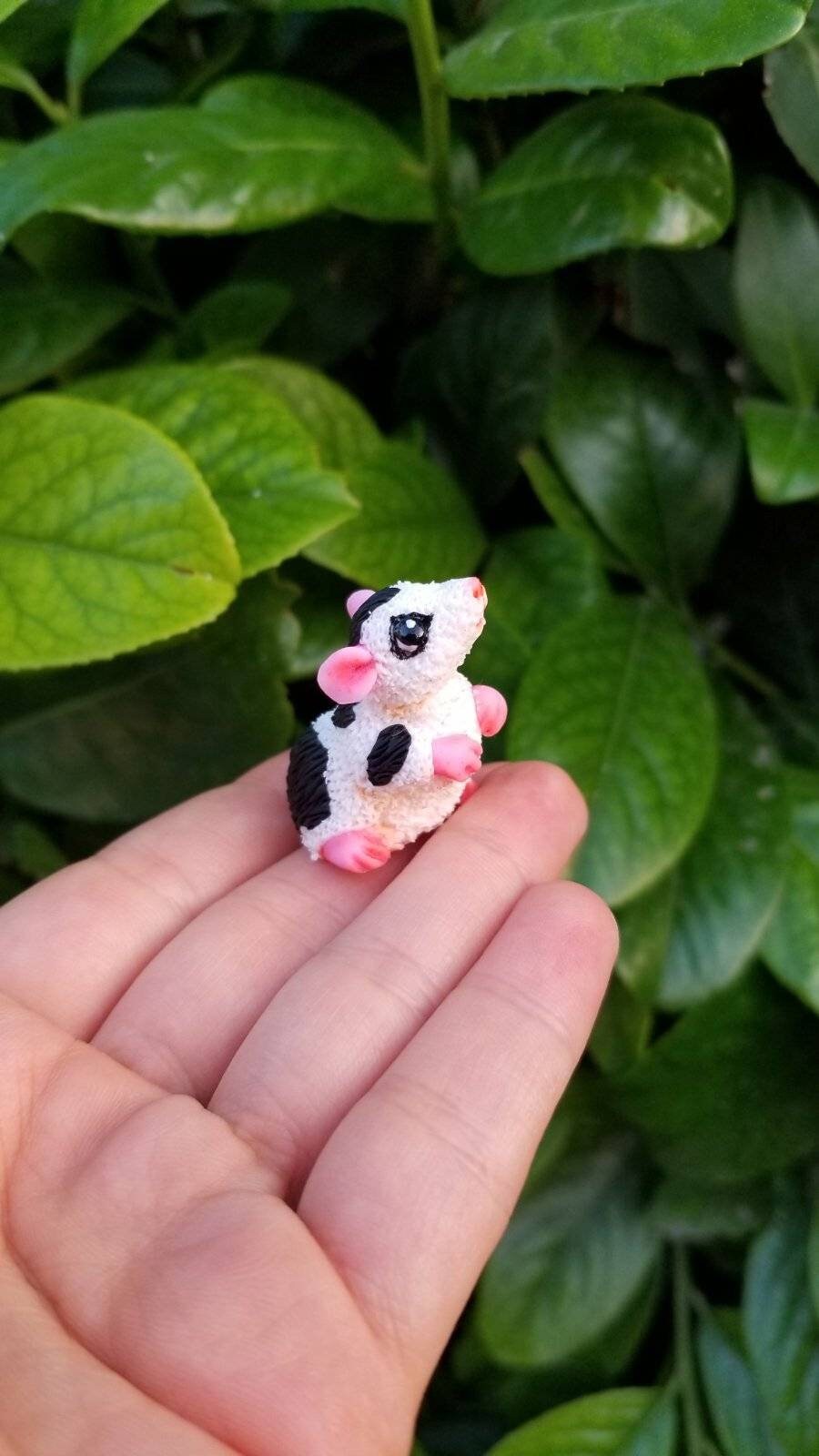 Cute Domestic Rat Miniature, Rodent Miniature Gift, Mini Rat From ...