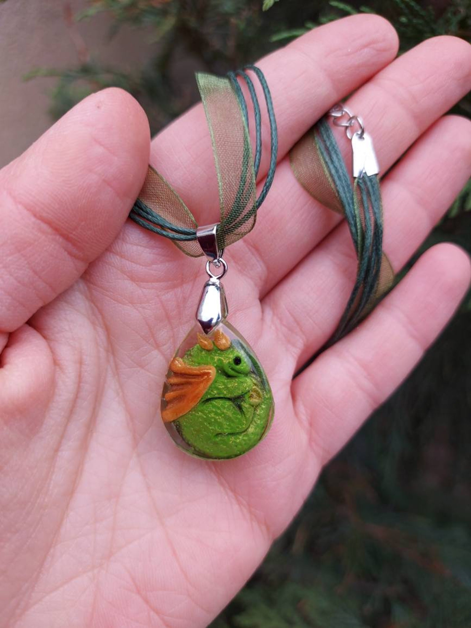 Transparent Pendant Made of Epoxy Resin With a Small Handmade - Etsy