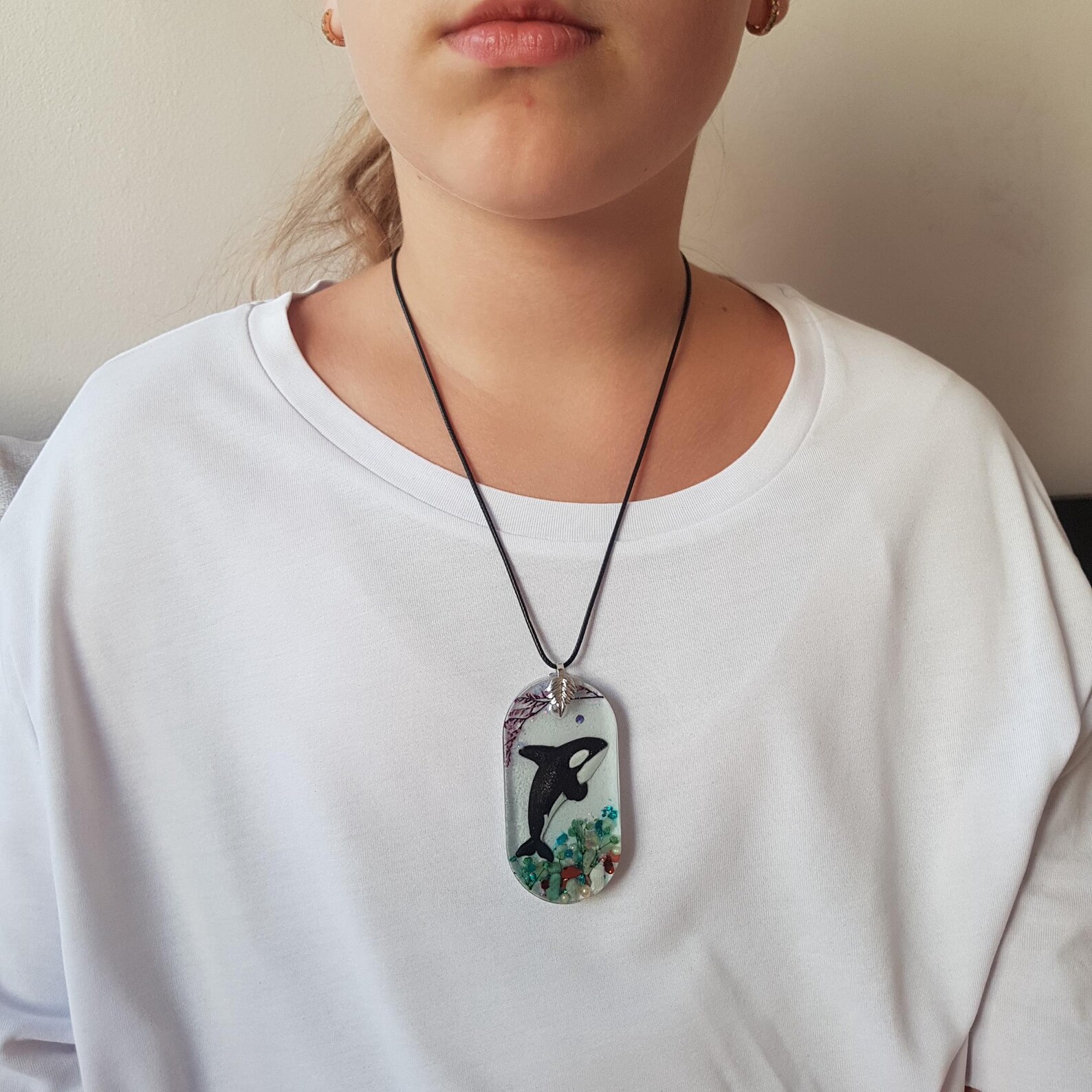 Unusual Cute Epoxy Resin Pendant With Killer Whale Orca Made of Polymer ...