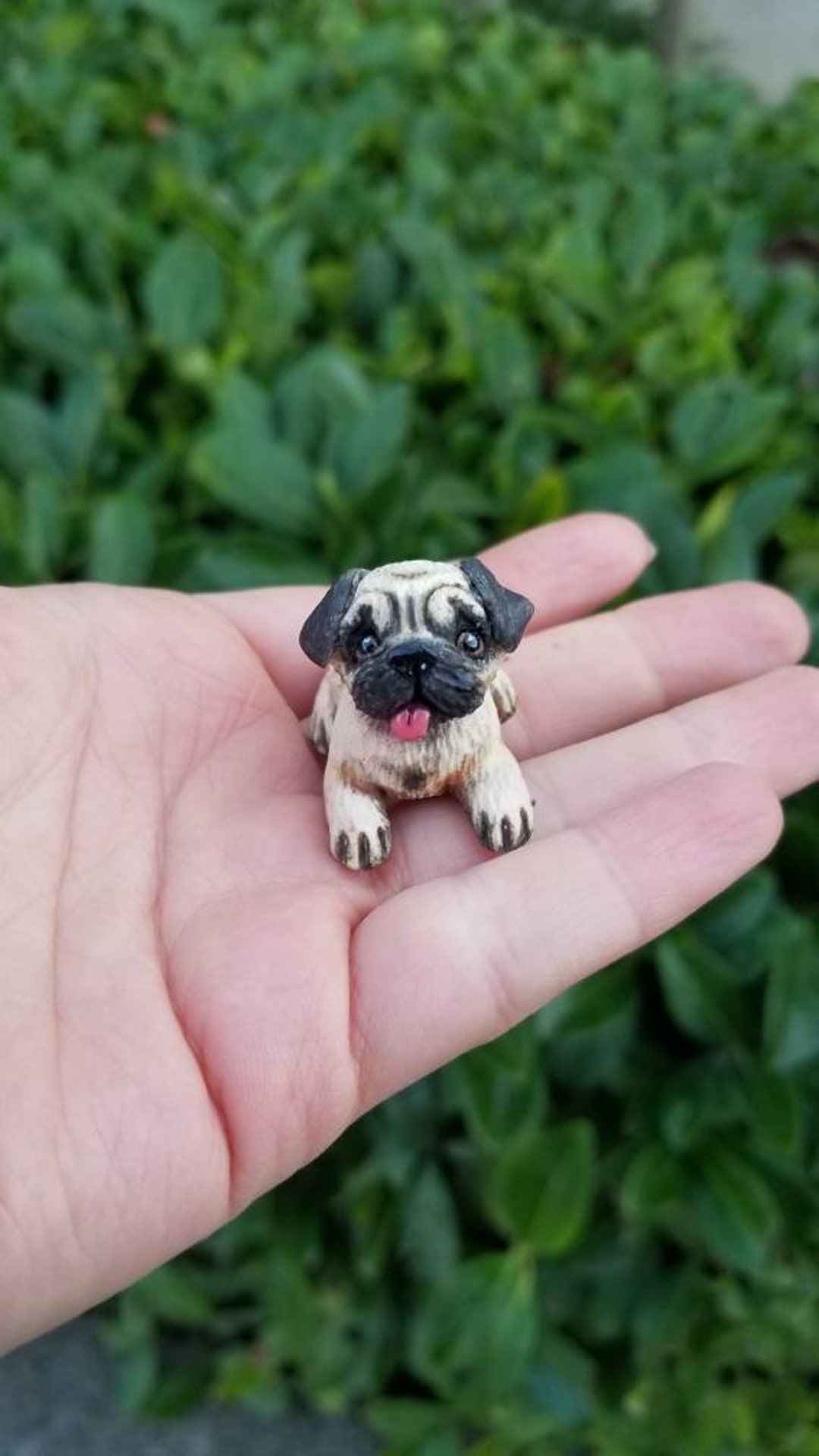 Pug Miniature,cute Pet Miniature From Polimer Clay, Little Sculpture of ...
