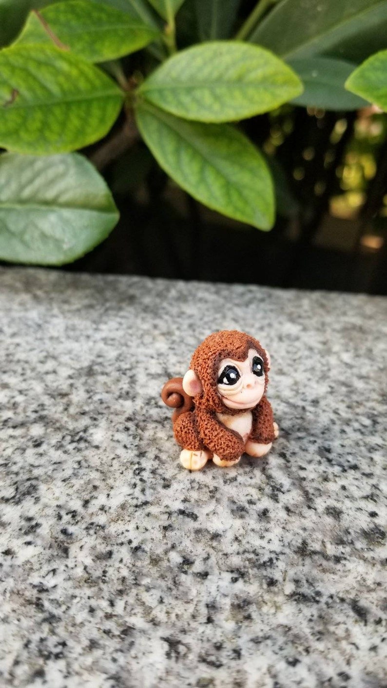 Cute Polymer Clay Monkey Figurine, Personalized Miniature Toy - Etsy