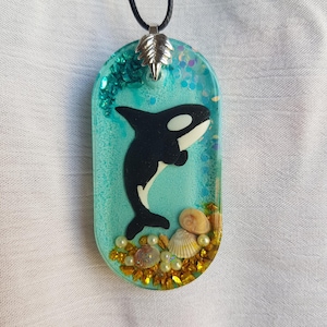 Unusual Cute Epoxy Resin Pendant With Killer Whale Orca Made of Polymer ...