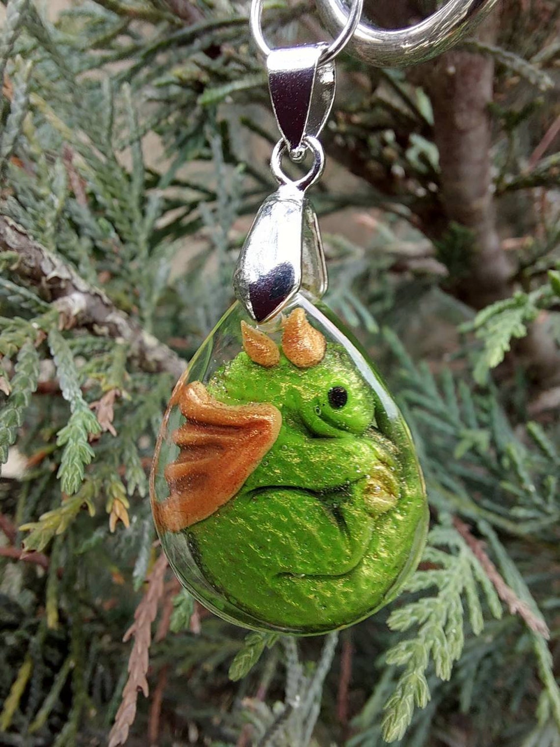 Transparent Pendant Made of Epoxy Resin With a Small Handmade - Etsy