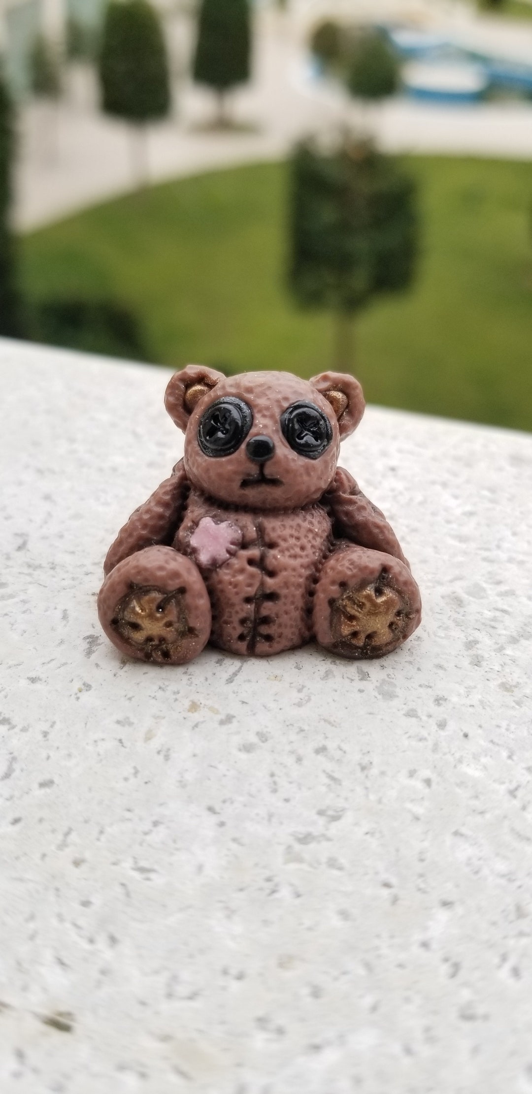 Creepy Teddy Bear Figurine/ Creepy Teddy Bear Sculpture/ Miniature of a ...