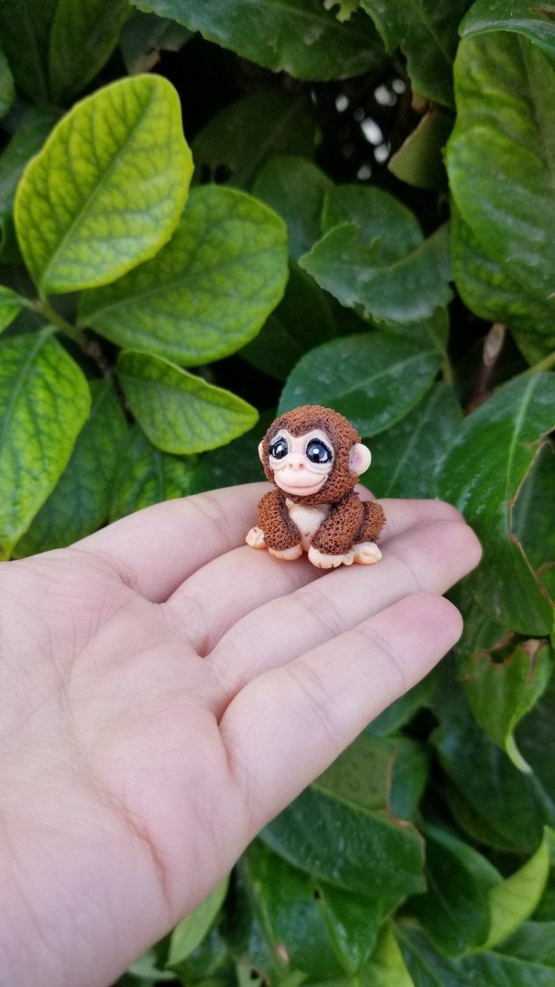 Cute Monkey Miniature From Polimer Clay, Monkey Lovers Gift, Baby ...