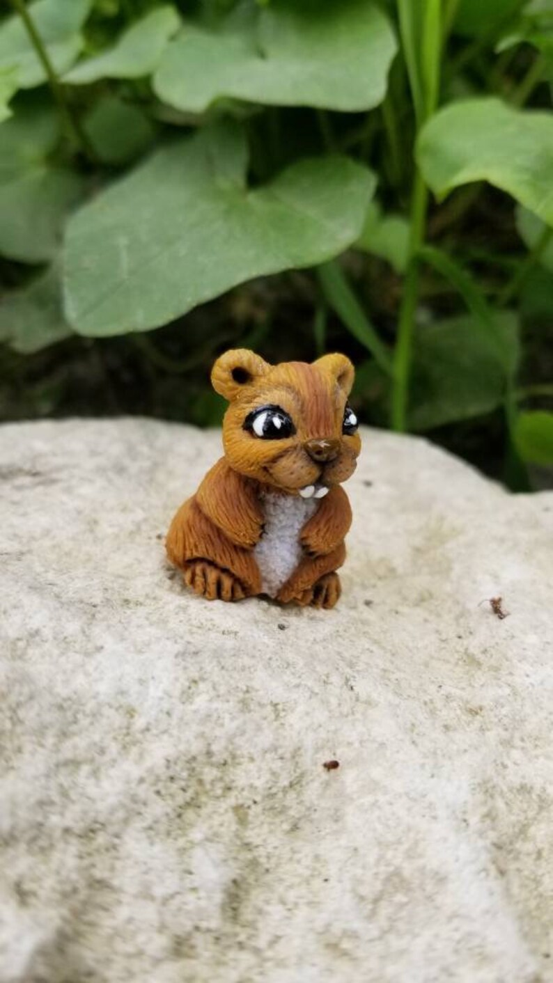 Cute Beaver Miniature, Mini Sculpture of Beaver, Baby Beaver Little Toy ...