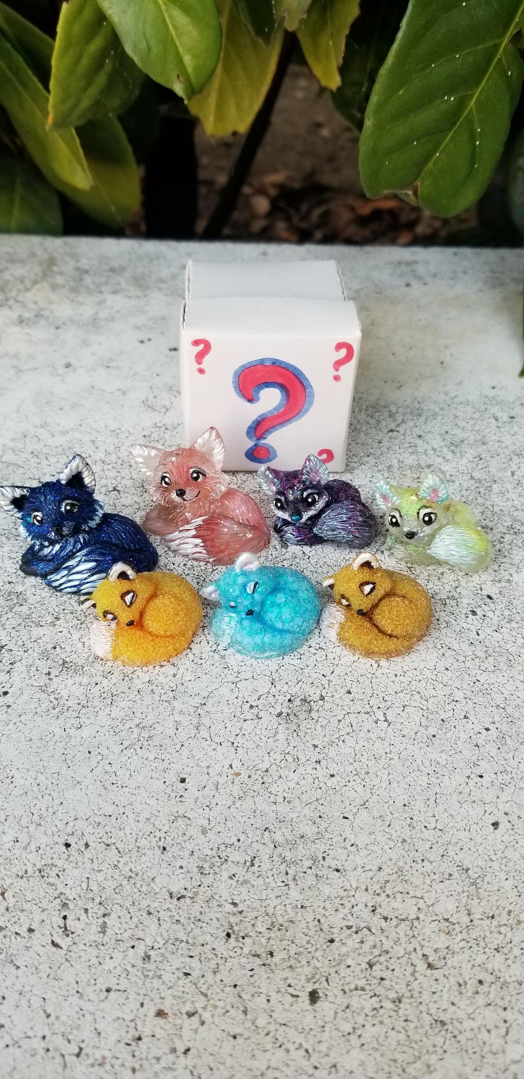 Mystery Box With Cute Epoxy Fox Miniature, Fox Lover Gift, Epoxy ...