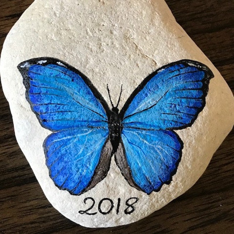 Painted Rock With Butterfly - Etsy