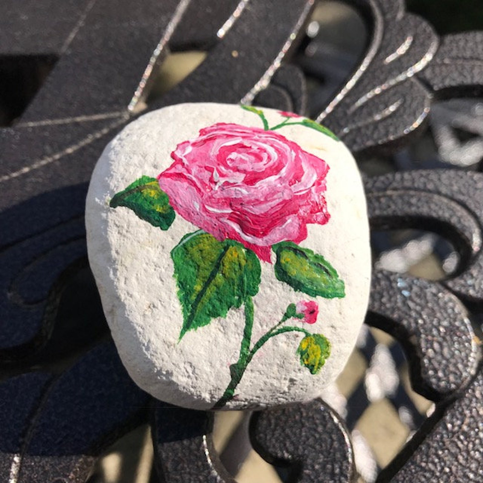 Painted Rock Rock Art Rose Painted Stone Personalize This - Etsy