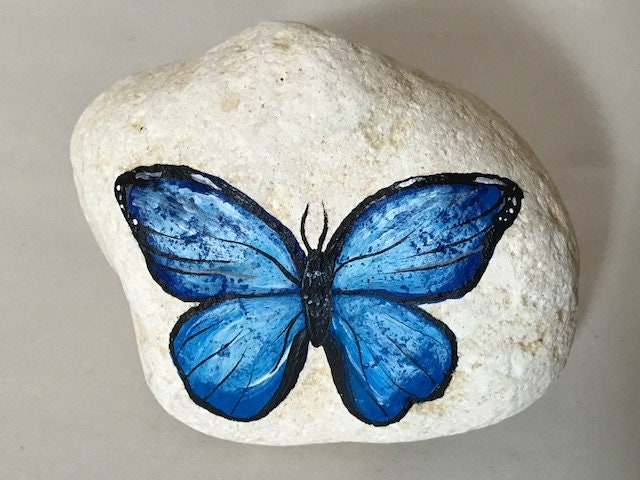 Painted Butterfly Rocks Personalized Gift Rocks for Any Occasion, Blue ...