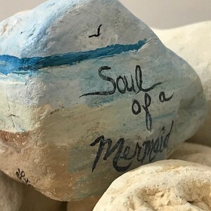 Mermaid Painted Rock, Mermaid on the Beach Hand Painted Stone, Unique ...