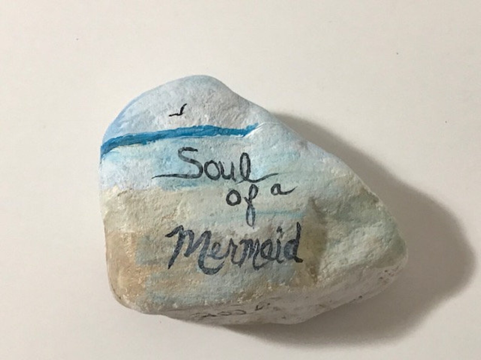 Mermaid Painted Rock, Mermaid on the Beach Hand Painted Stone, Unique ...