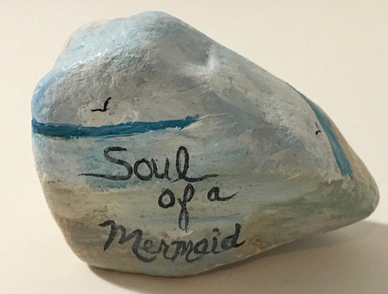Mermaid Painted Rock Mermaid on the Beach Hand Painted Stone | Etsy