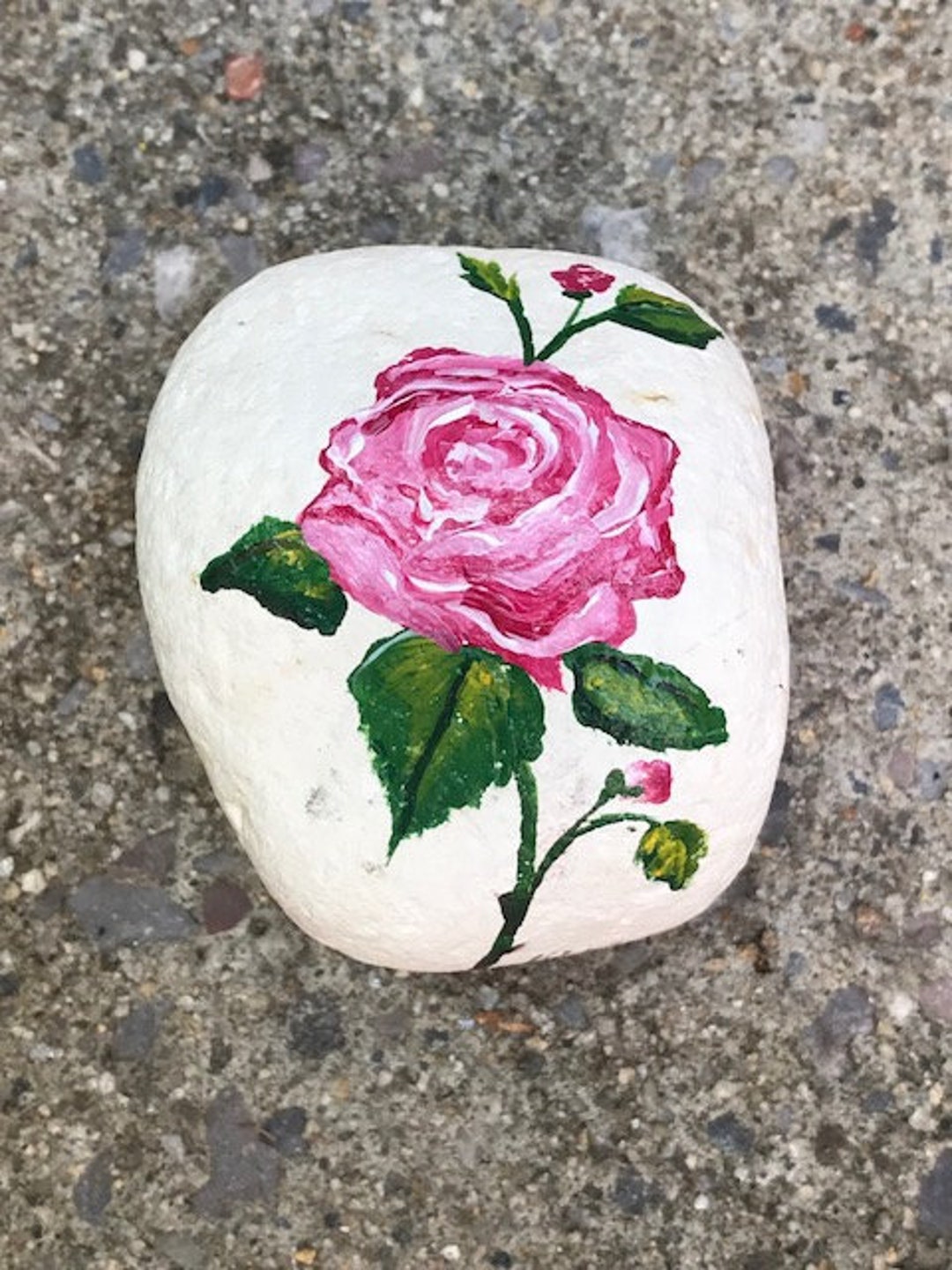 Painted Rock, Rock Art, Rose Painted Stone, Personalize This Stone With ...