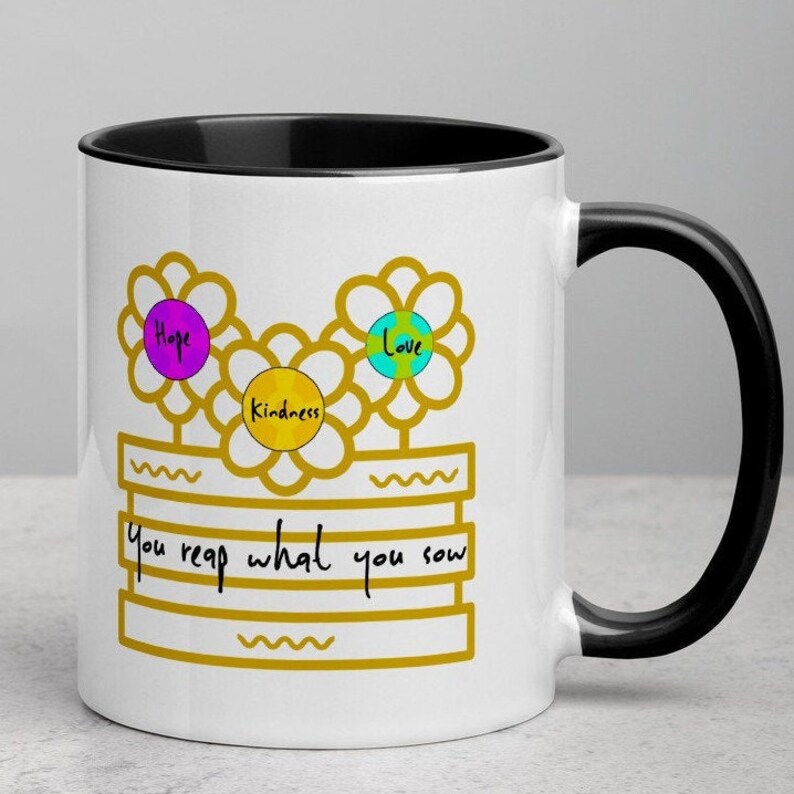 Colorful Positive Message Mug With Color Inside Reap What You | Etsy