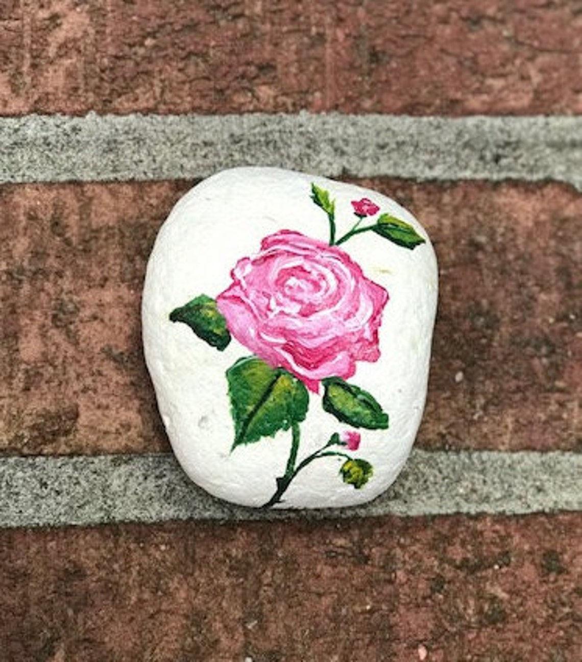 Painted Rock Rock Art Rose Painted Stone Personalize This - Etsy