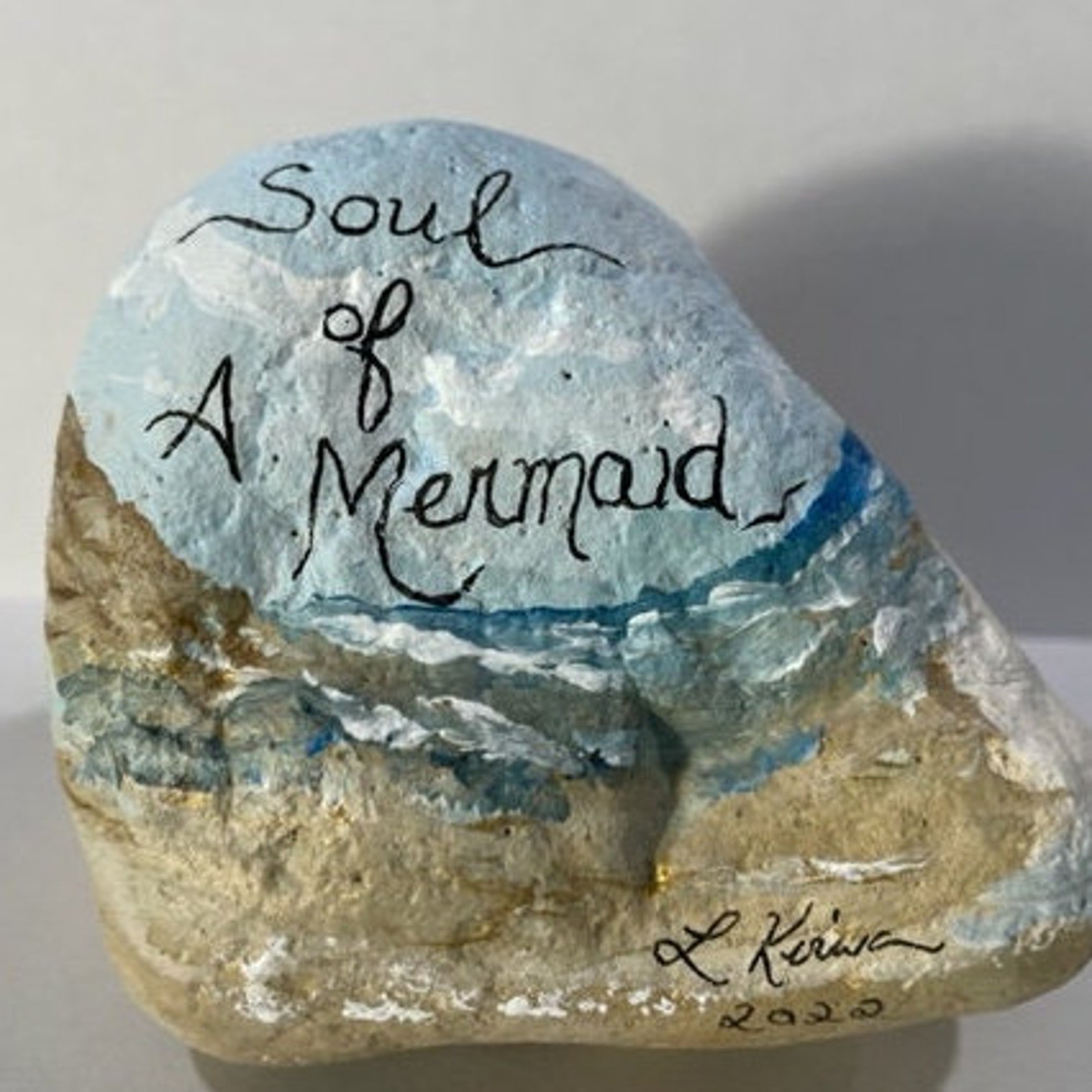 Mermaid Painted Rock, Mermaid on the Beach Hand Painted Stone, Unique ...
