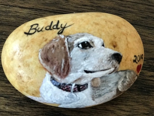 Custom Pet Hand Painted Rocks, Personalized Pet Rock Gift, Pet Memorial ...