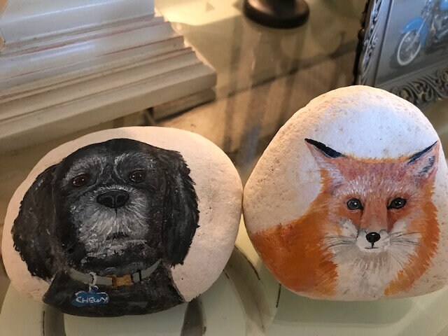 Personalized Pet Paintings on Rocks, Fox on A Rock, Custom Pet ...