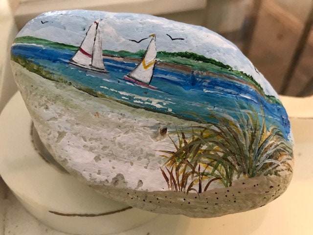 Painted Sailboat Themed Rock Gift Message on Rock Rock Art - Etsy