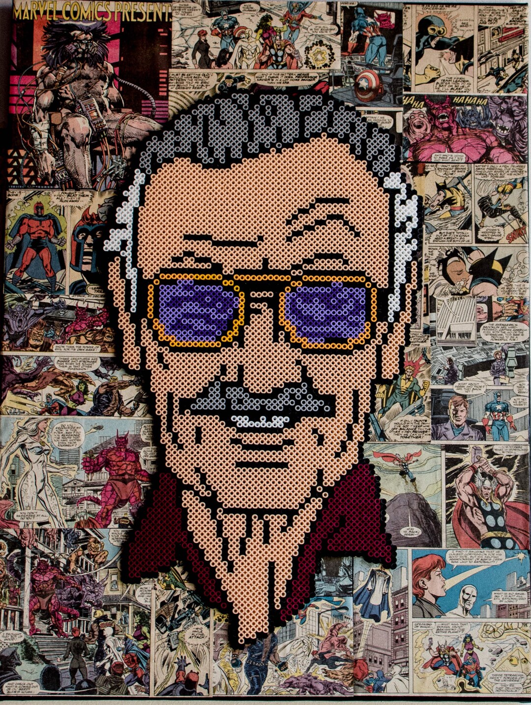 Stan Lee Perler Pixel Vintage Comic Piece - Etsy